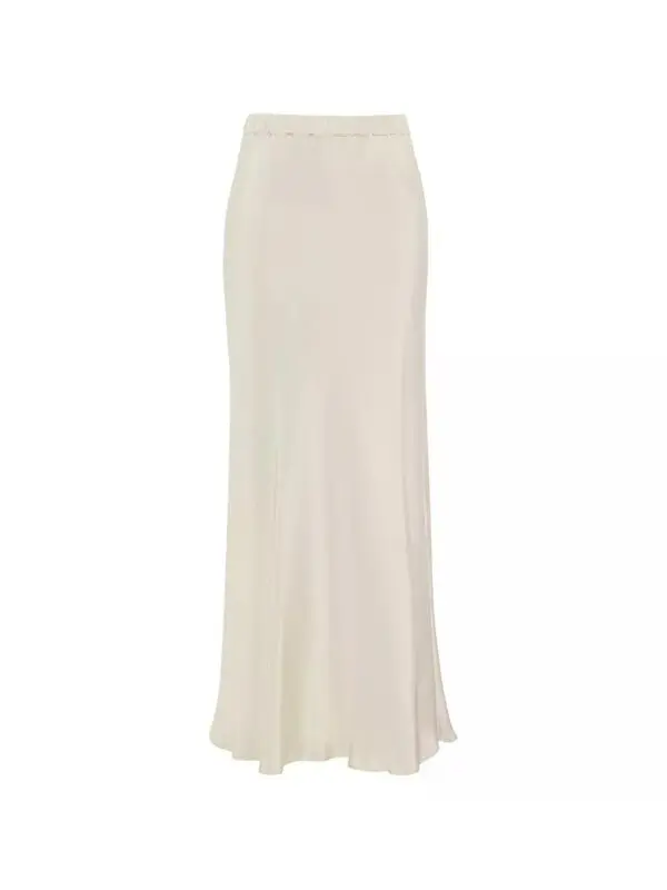 Max Mara Elasticated Silk Maxi Skirt - Neutrals