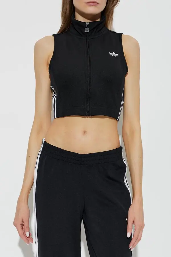 ADIDAS ORIGINALS Cropped Sleeveless Zip-up Top With Turtleneck