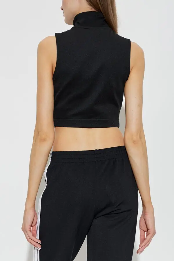 ADIDAS ORIGINALS Cropped Sleeveless Zip-up Top With Turtleneck