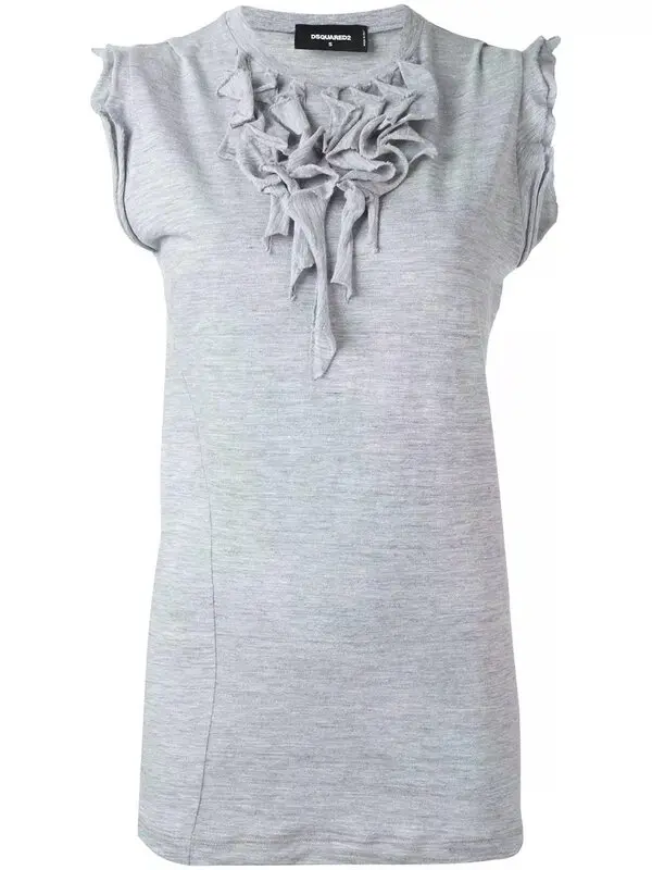 Dsquared2 Ruffled Neck Blouse - Grey