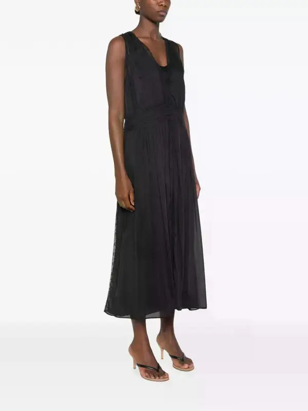 FORTE_FORTE Lace-trim Plissé Midi Dress
