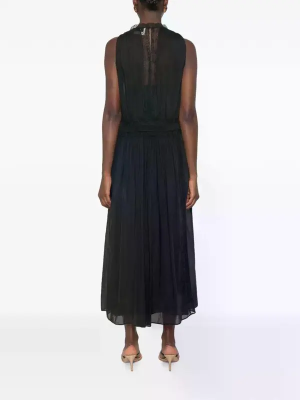 FORTE_FORTE Lace-trim Plissé Midi Dress