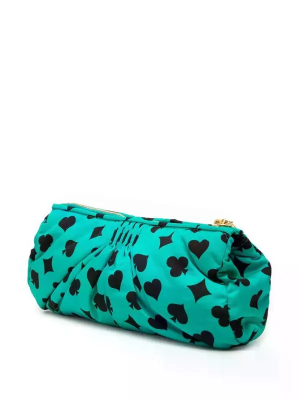 Miu Miu 2010-2026 Pleated Nylon Playing Card Print Clutch Bag