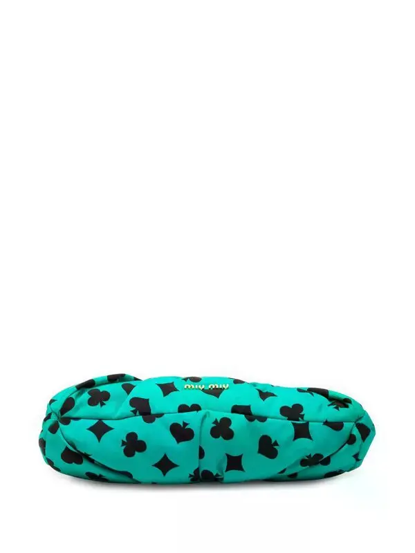 Miu Miu 2010-2026 Pleated Nylon Playing Card Print Clutch Bag