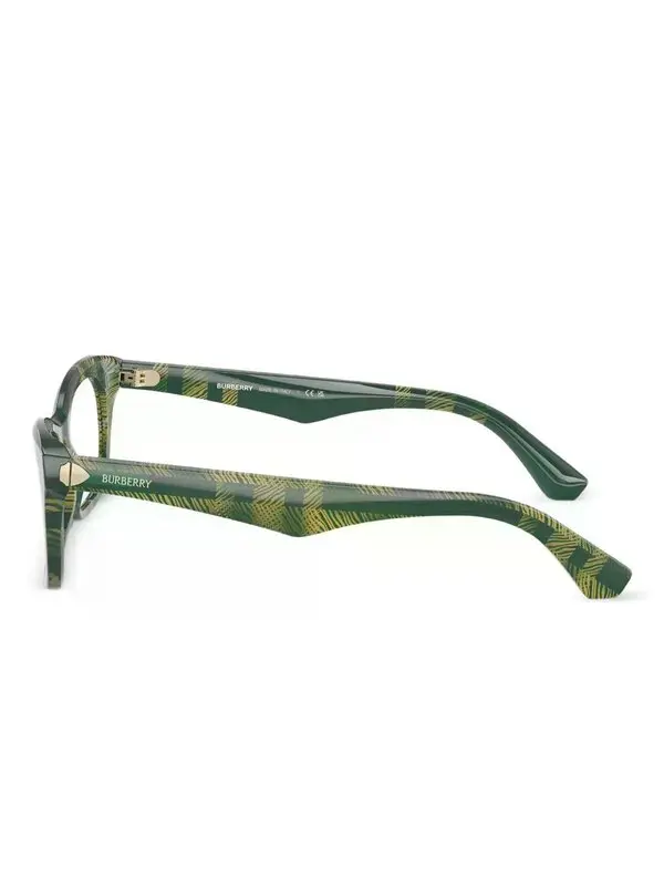 Burberry Checked Square Frame Glasses - Green