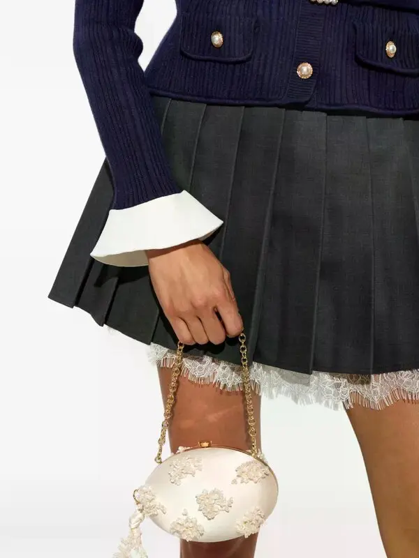 SELF-PORTRAIT Floral-appliqué Satin Clutch Bag