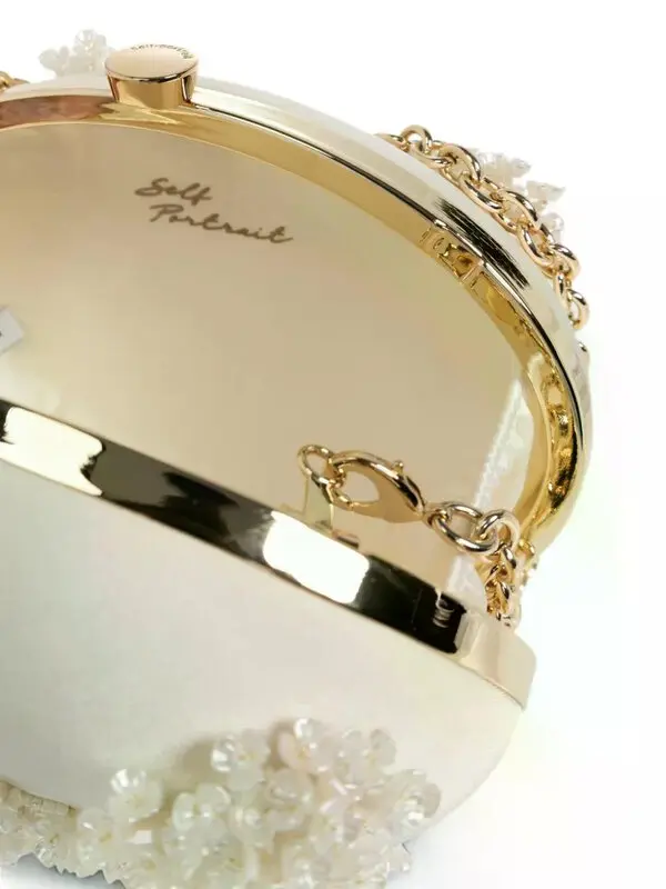 SELF-PORTRAIT Floral-appliqué Satin Clutch Bag