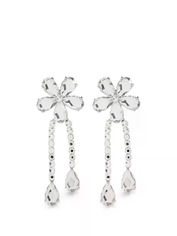 SELF-PORTRAIT Crystal-embellished Floral-motif Drop Earrings