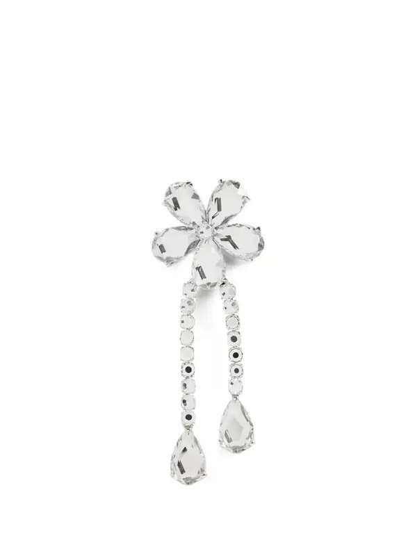 SELF-PORTRAIT Crystal-embellished Floral-motif Drop Earrings