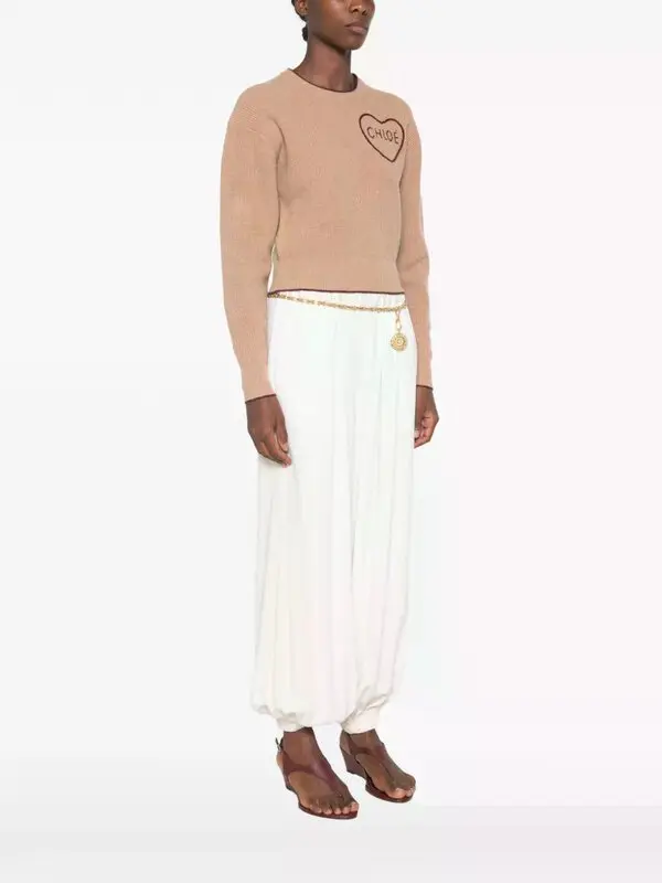 Chloé Heart-embroidered Ribbed-knit Sweater