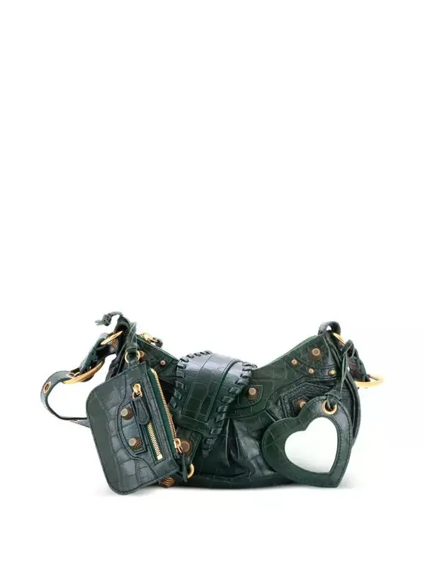 Balenciaga Neo Cagole City Bag Crocodile Embossed With Crystals - Green