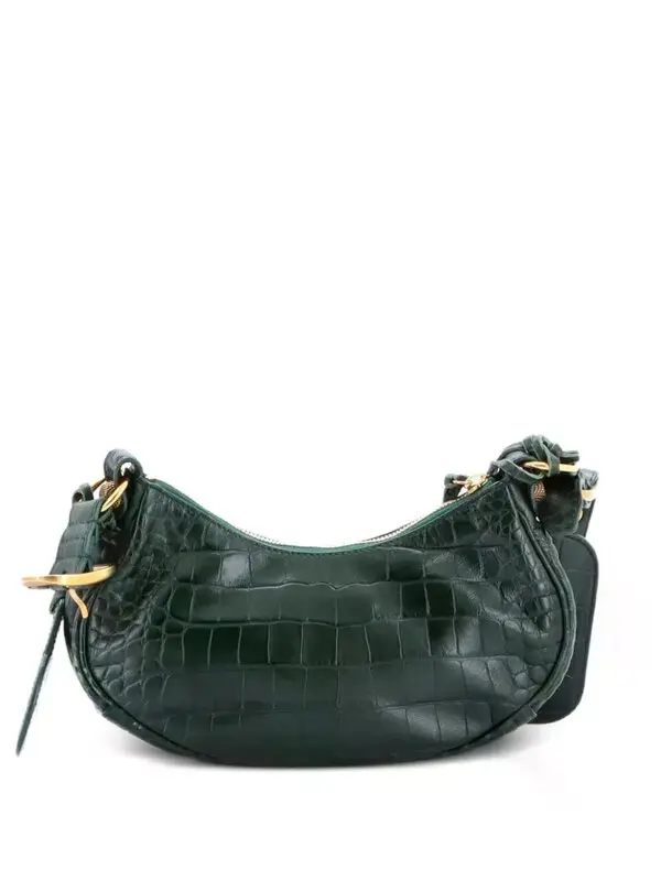 Balenciaga Neo Cagole City Bag Crocodile Embossed With Crystals - Green