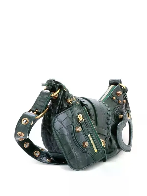 Balenciaga Neo Cagole City Bag Crocodile Embossed With Crystals - Green