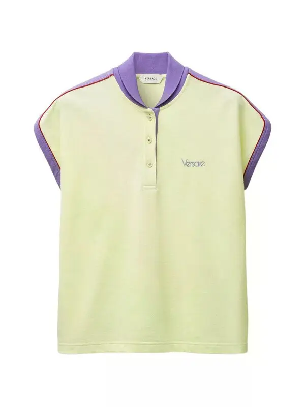 Versace Embroidered-logo Cotton Piqué Polo - Yellow
