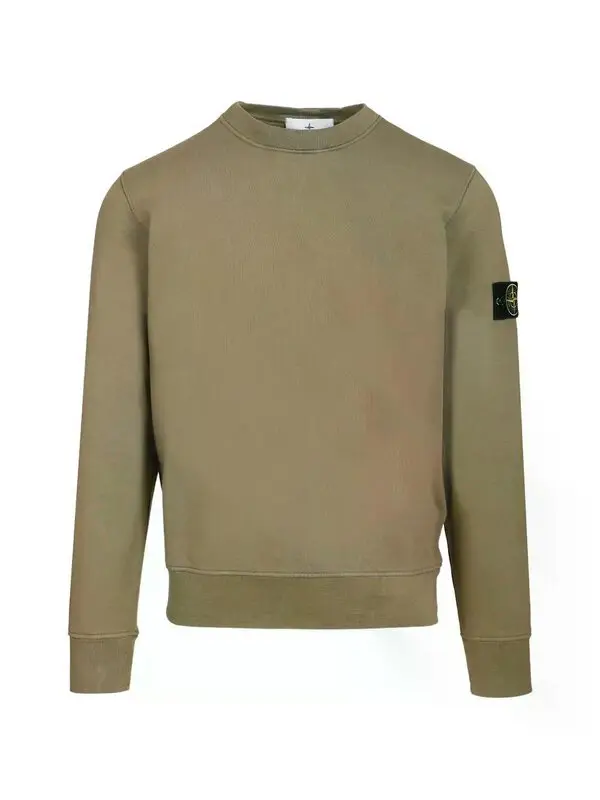 Stone Island Logo Patch Garment-dyed Sweatshirt - Green