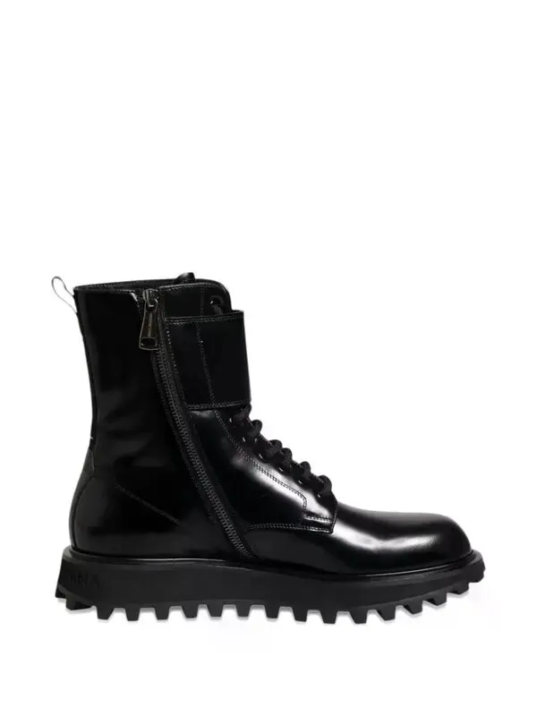 Dolce & Gabbana Buckle-strap Lace-up Ankle Boots - Black