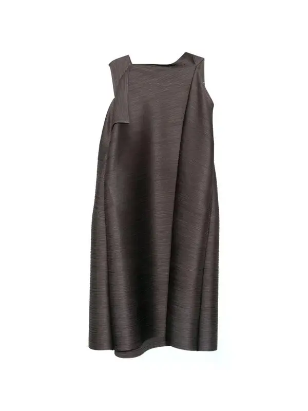 Issey Miyake Charcoal Pleated Sleeveless Dress - Grey
