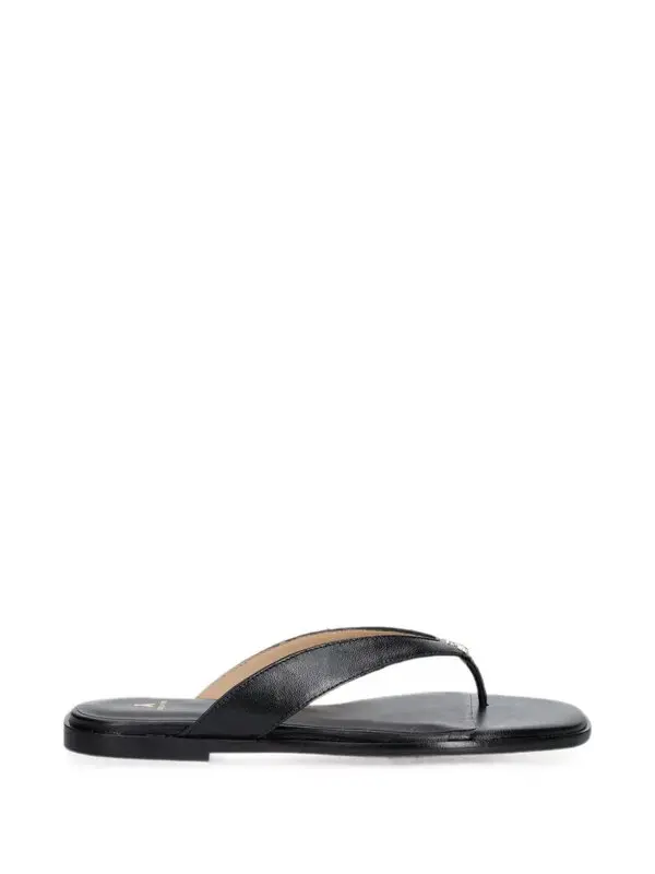 Patrizia Pepe Logo-plaque Calf Leather Flip-flops - Black