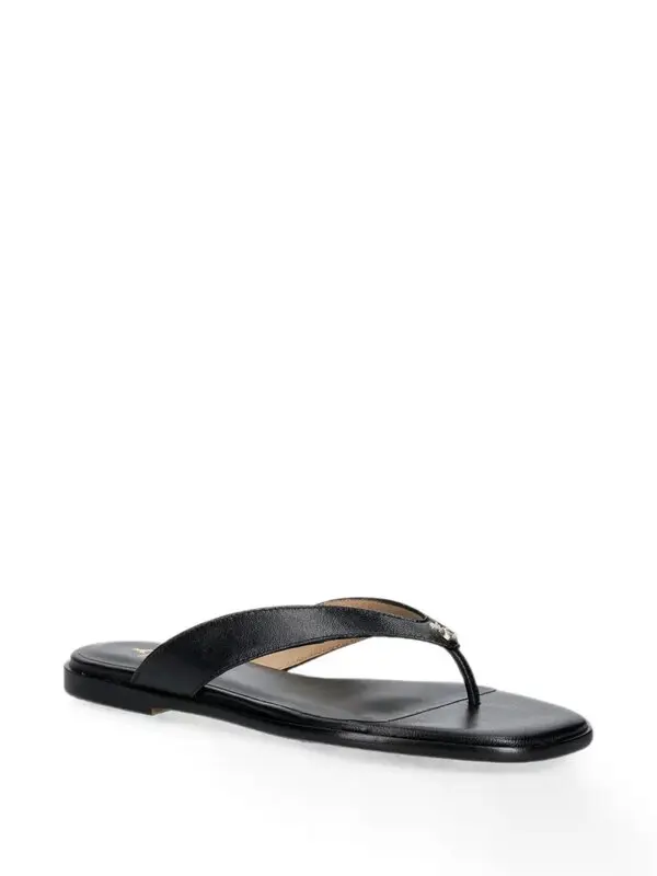 Patrizia Pepe Logo-plaque Calf Leather Flip-flops - Black