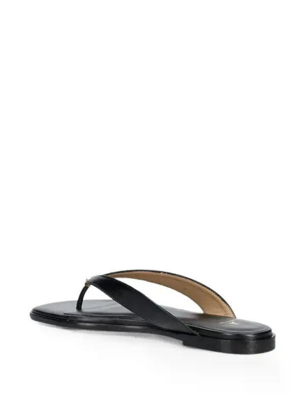 Patrizia Pepe Logo-plaque Calf Leather Flip-flops - Black
