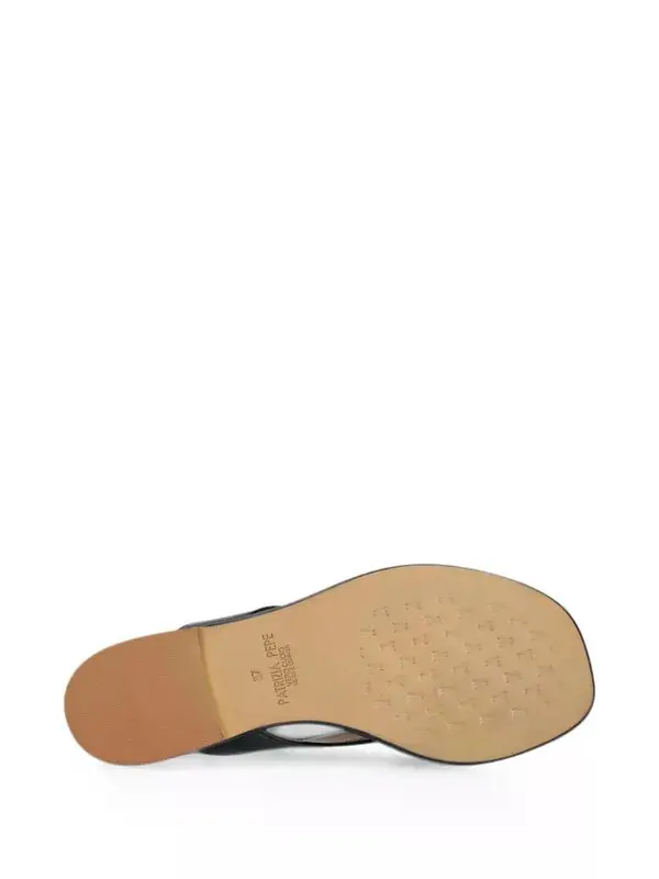 Patrizia Pepe Logo-plaque Calf Leather Flip-flops - Black