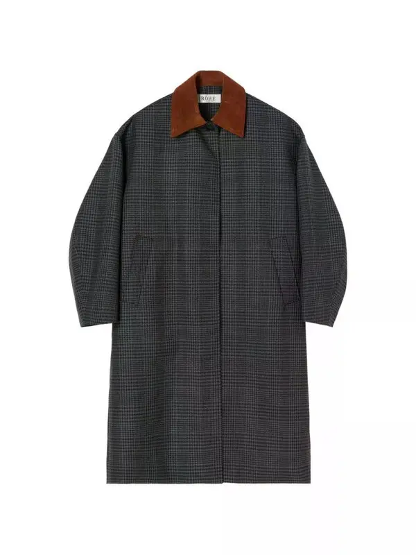 RÓHE Checked Trench Coat With Suede Collar