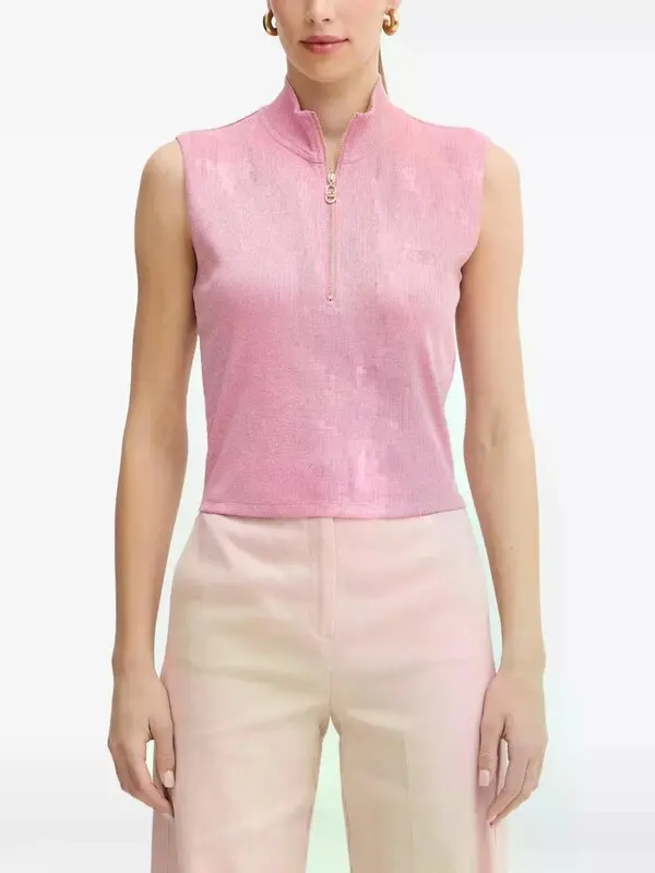 Liu Jo Quarter-zip Sleeveless Top - Pink