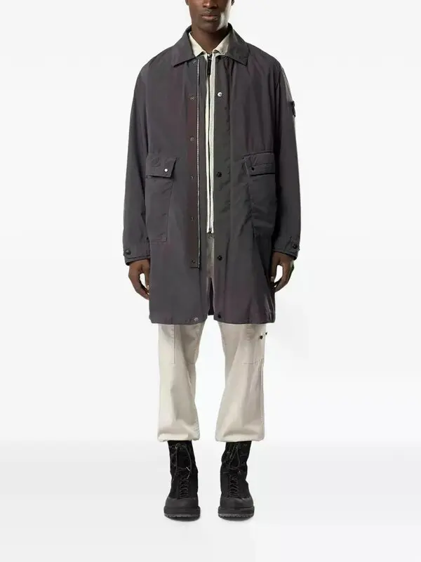 Stone Island Logo-patch Button-up Trench Coat
