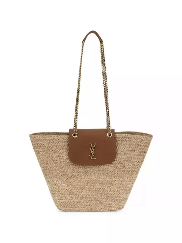 Saint Laurent Manon Logo-plaque Shoulder Bag - Neutrals