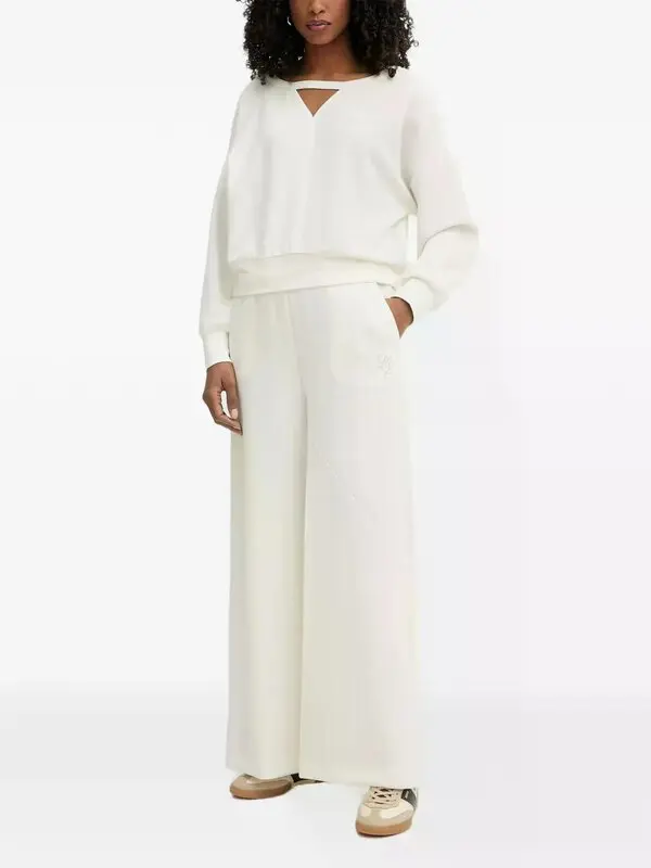 Liu Jo Logo-embroidered V-neck Sweatshirt - White