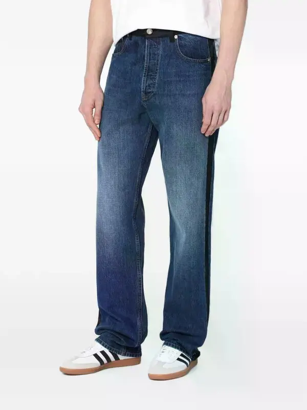 WALES BONNER Side-stripe Logo-embroidered Jeans
