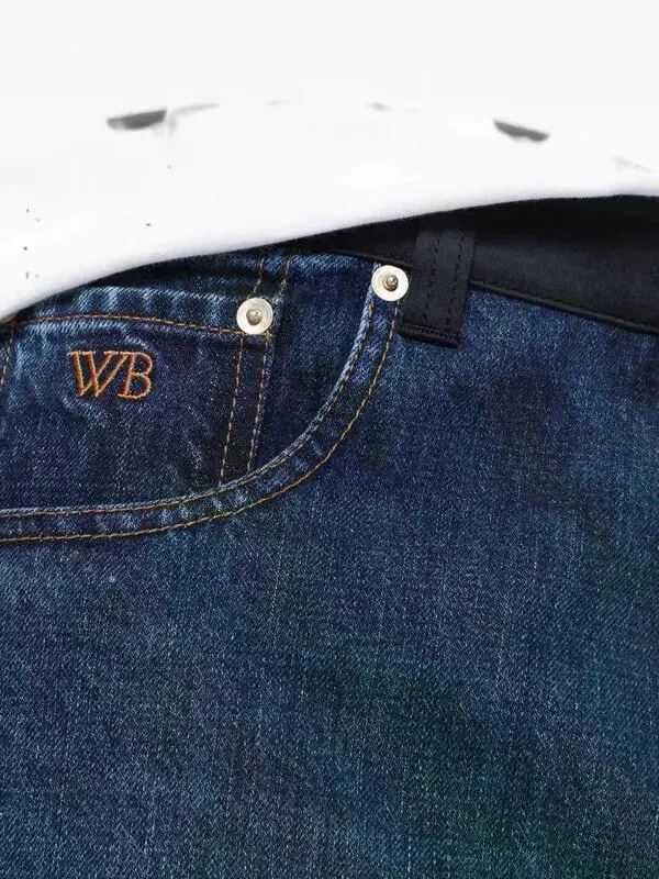 WALES BONNER Side-stripe Logo-embroidered Jeans
