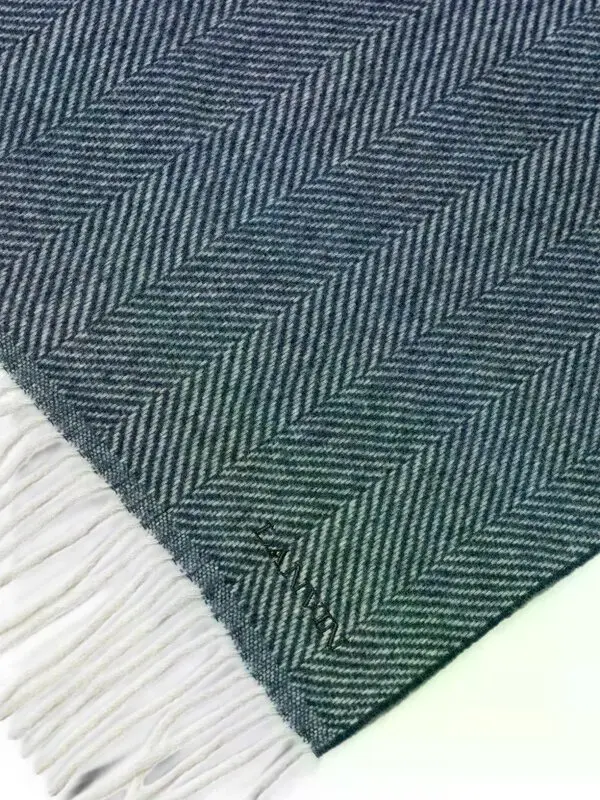 LANVIN Herringbone-pattern Fringed Scarf