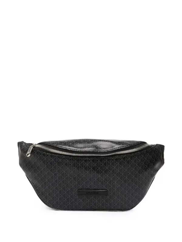 Calvin Klein Monogram Print Logo Plaque Belt Bag - Black