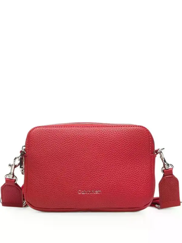 Calvin Klein Logo-strap Pebbled-effect Crossbody Bag - Red