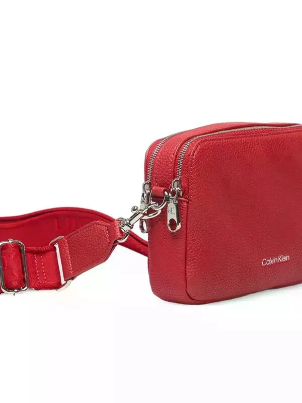Calvin Klein Pebbled-effect Crossbody Bag With Logo Strap - Red