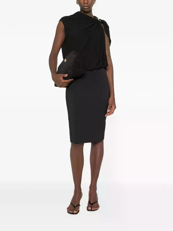 Elisabetta Franchi Logo Plaque Pencil Midi Skirt