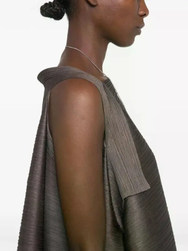 Issey Miyake Sleeveless Boatneck Midi Dress
