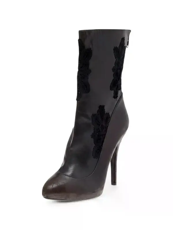 Dolce & Gabbana Lace-detail Calf Leather Ankle Boots