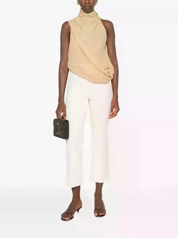 Elisabetta Franchi Cropped Logo-plaque Trousers - Neutrals