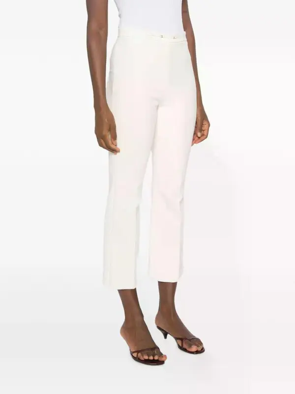 Elisabetta Franchi Cropped Logo-plaque Trousers - Neutrals