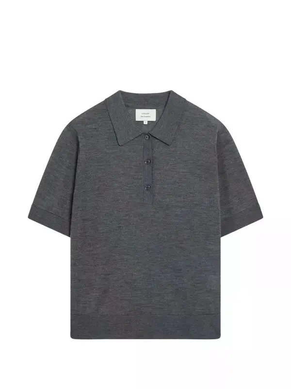 Loulou De Saison Short-sleeved Cashmere Polo Top - Grey