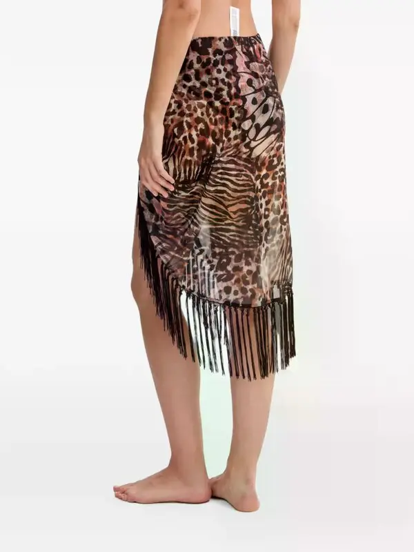 Guess Animal-print Fringed Pareo