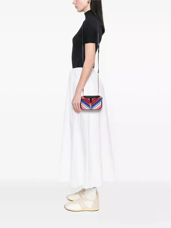 Saint Laurent 2016 Mini Chevron Sheepskin Multicolor Monogram College Satchel