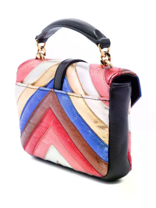 Saint Laurent 2016 Mini Chevron Sheepskin Multicolor Monogram College Satchel