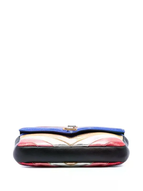 Saint Laurent 2016 Mini Chevron Sheepskin Multicolor Monogram College Satchel