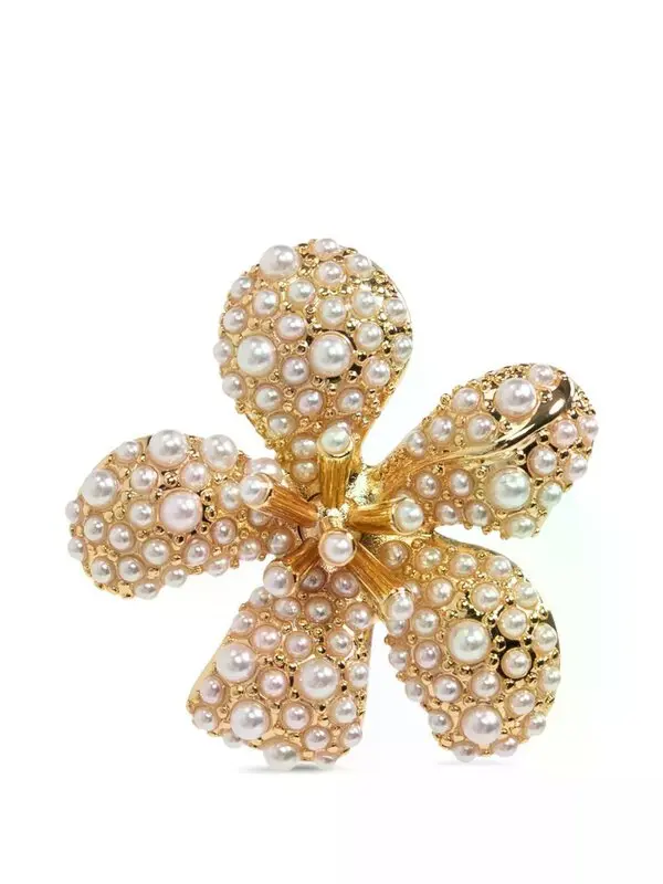 SELF-PORTRAIT Tone Faux Pearl Floral Motif Earrings