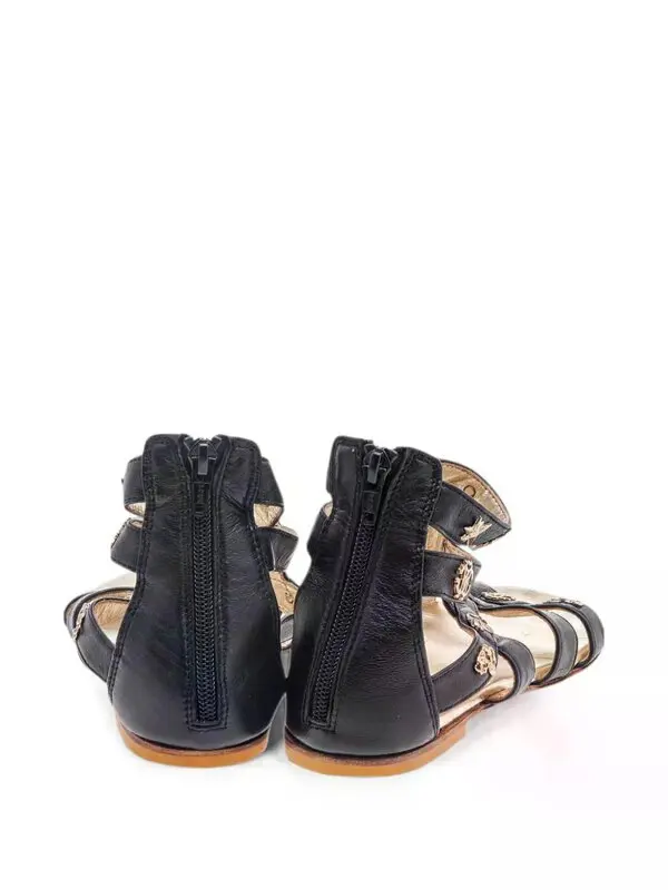 Roberto Cavalli Embellished Calf Leather Sandals - Black