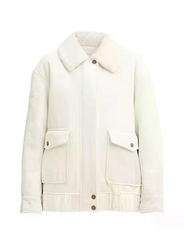 Ermanno Scervino Shearling-collar Embroidered Jacket