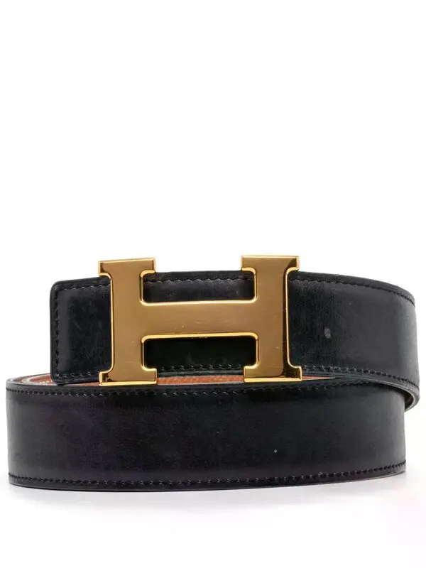 Hermès 1998 Box Calf And Courchevel Constance H Reversible Belt